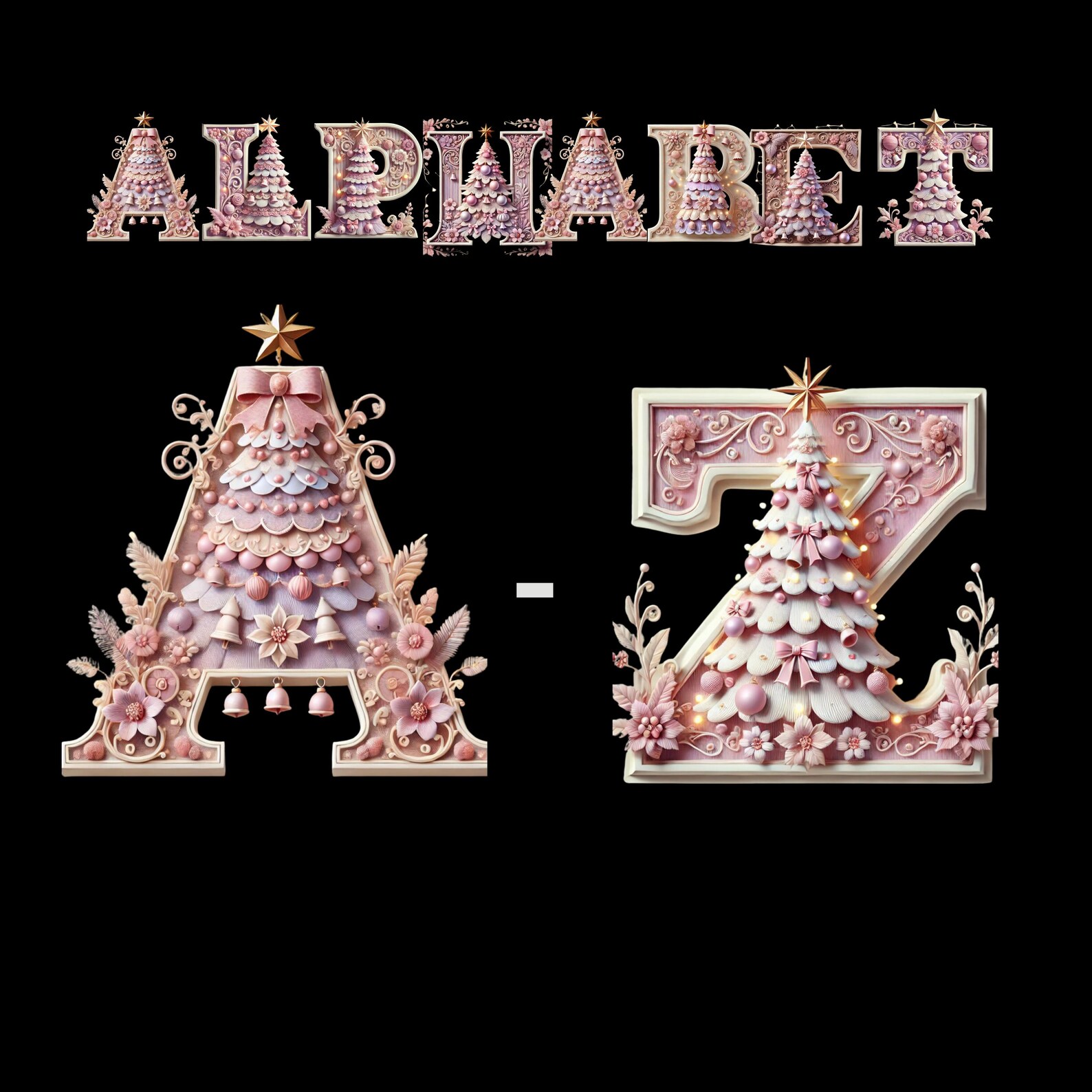 Christmas Tree Alphabet Numbers Clipart, Holiday Numbers 0-9, Pastel ...