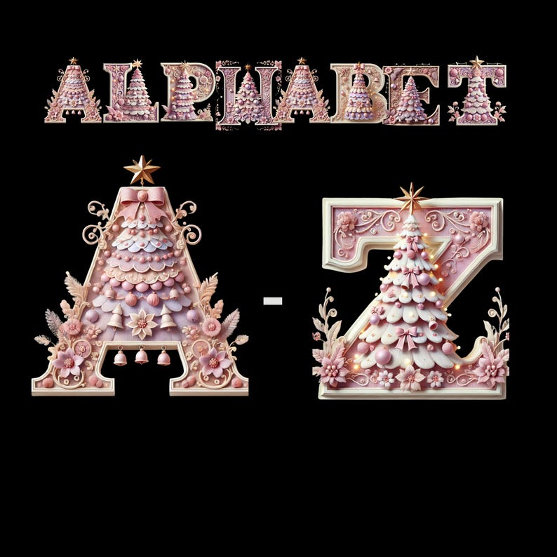 Christmas Tree Alphabet Numbers Clipart, Holiday Numbers 0-9, Pastel ...