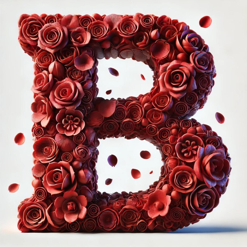 Red Rose Alphabet Clipart: Floral Letters & Numbers (digital Download ...
