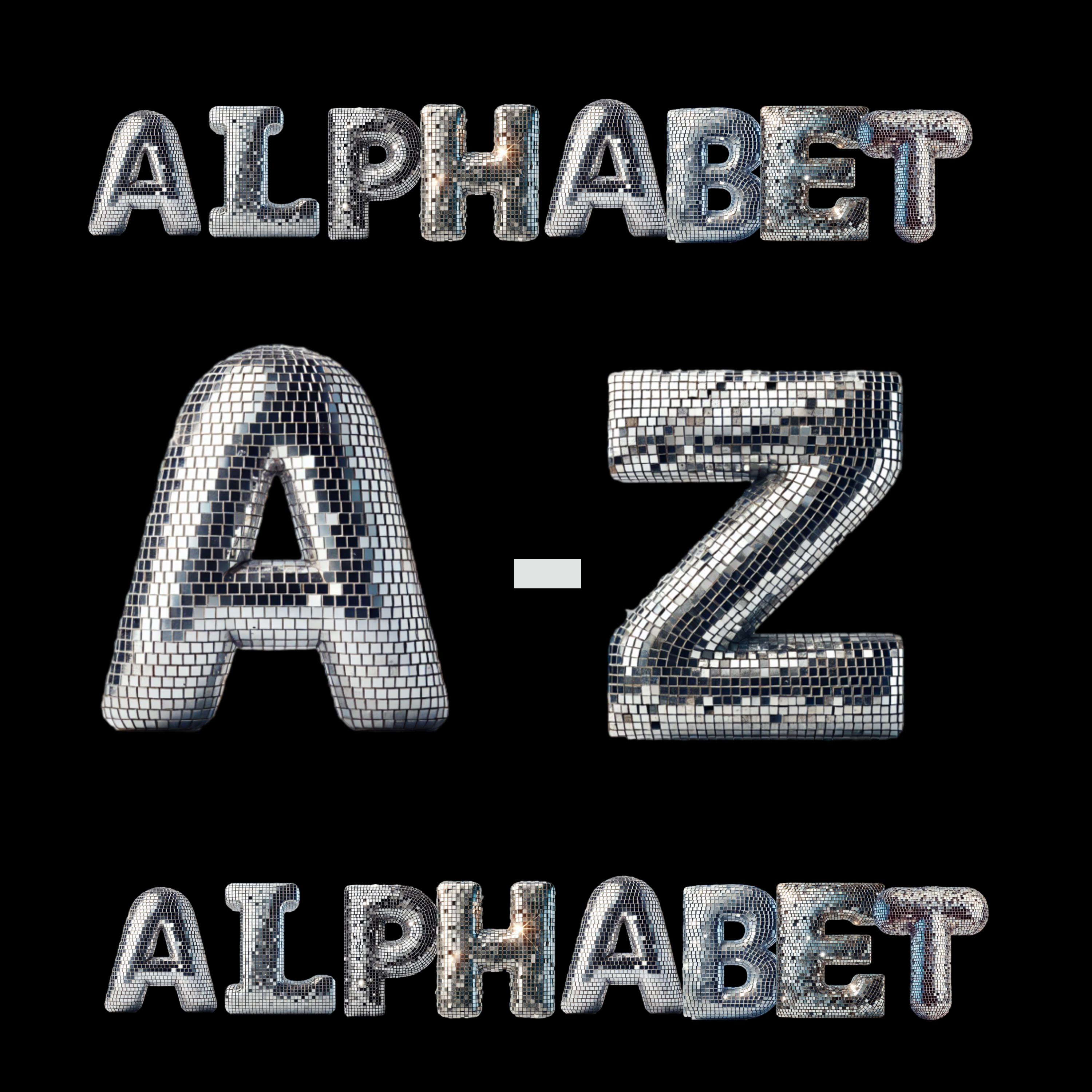Silver Disco Ball Alphabet & Numbers Clipart: Custom Font (digital ...