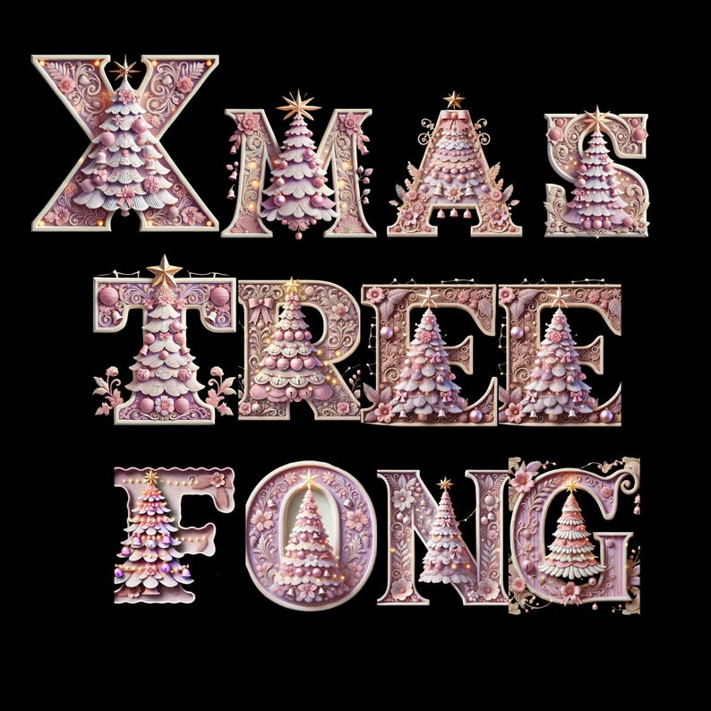 Christmas Tree Alphabet Numbers Clipart, Holiday Numbers 0-9, Pastel ...