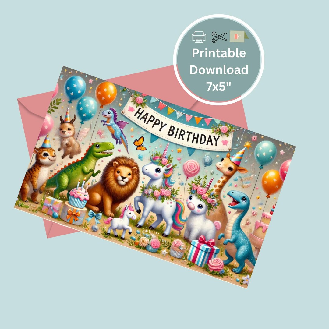 Printable Birthday Card, Birthday Card Downloadable, Kid Birthday Card ...