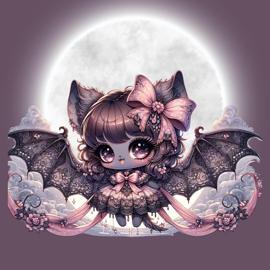 Bat Coquette With Pink Bow | Halloween Bat Bow Clipart | Cute Bat Art ...