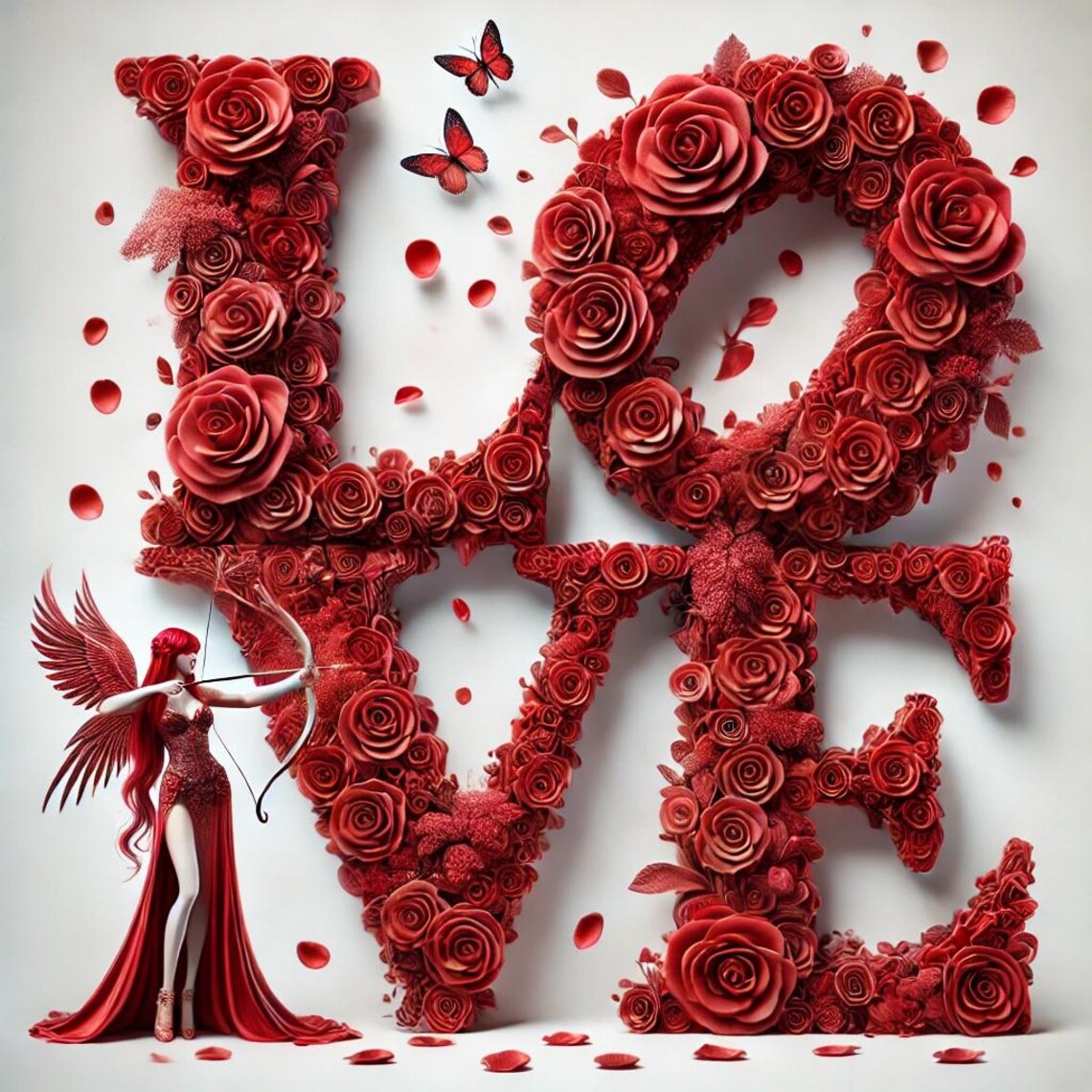Red Rose Petal Alphabet: 3D Letter & Number Art (digital Download) - Etsy