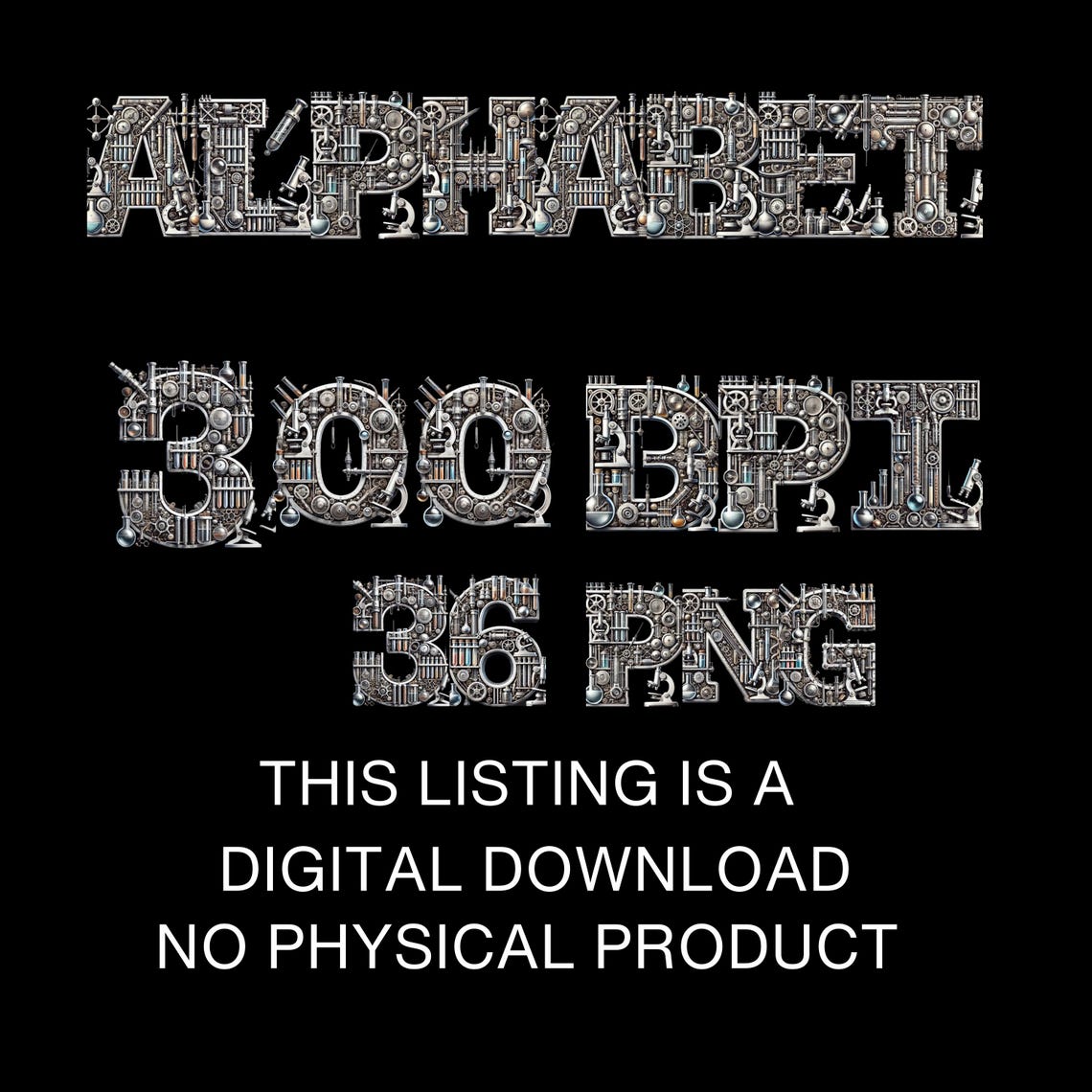 Science Lab Alphabet Clipart: Chemistry Glassware Font (digital ...