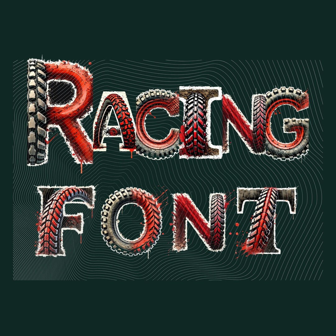 Muddy Bicycle Tire Font Digital Alphabet A-Z & Numbers 0-9 for Cycling ...
