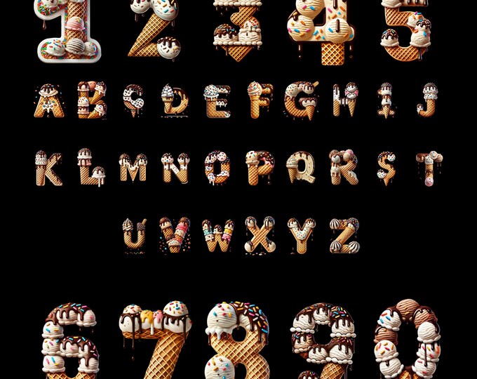 Ice Cream Alphabet Clip Art: A-Z Uppercase Letters (digital Download ...