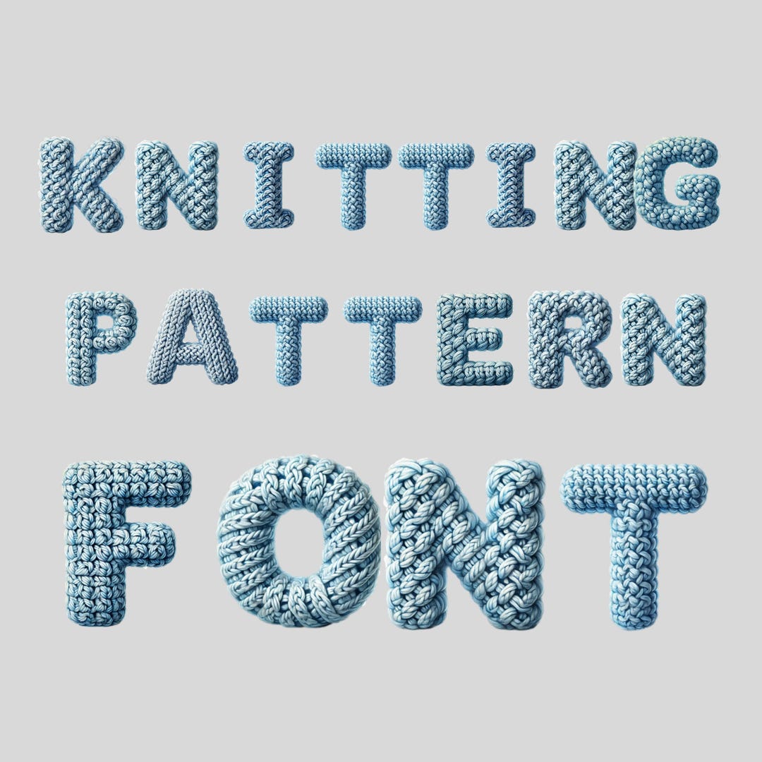 Knitting Pattern Alphabet A-Z Numbers 0-9 Clipart, Blue Knitted Letters ...