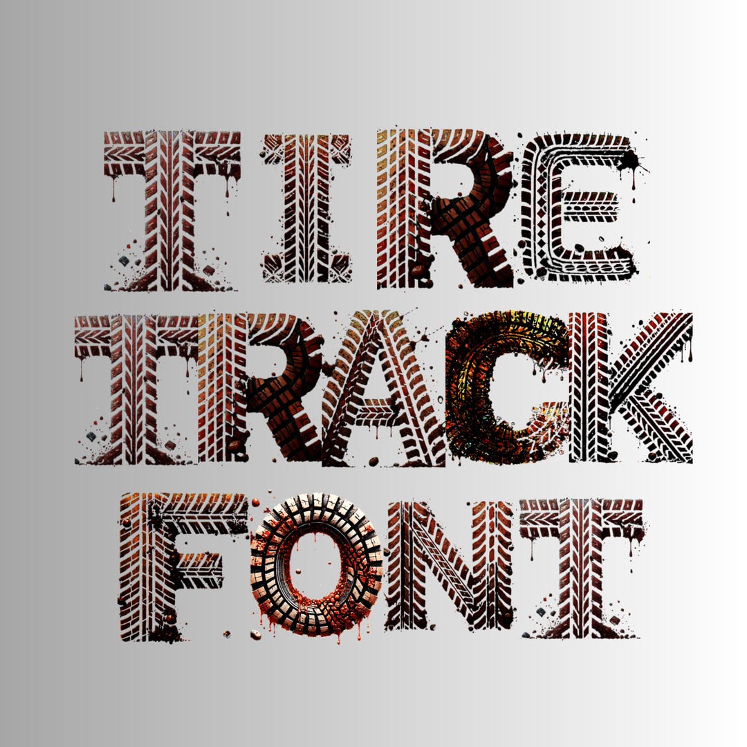 Tire Track Alphabet Font: Muddy Grunge Texture (PNG Digital Download ...