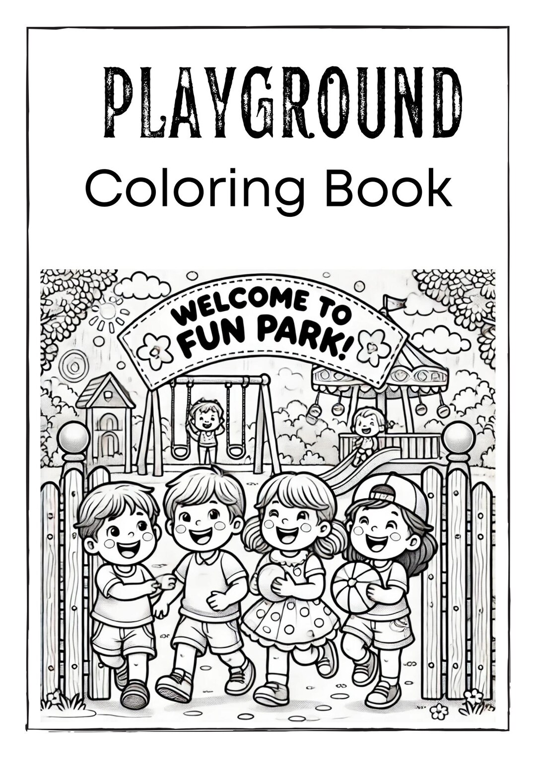 Playground Adventure Coloring Book for Kids, Printable Coloring Pages ...