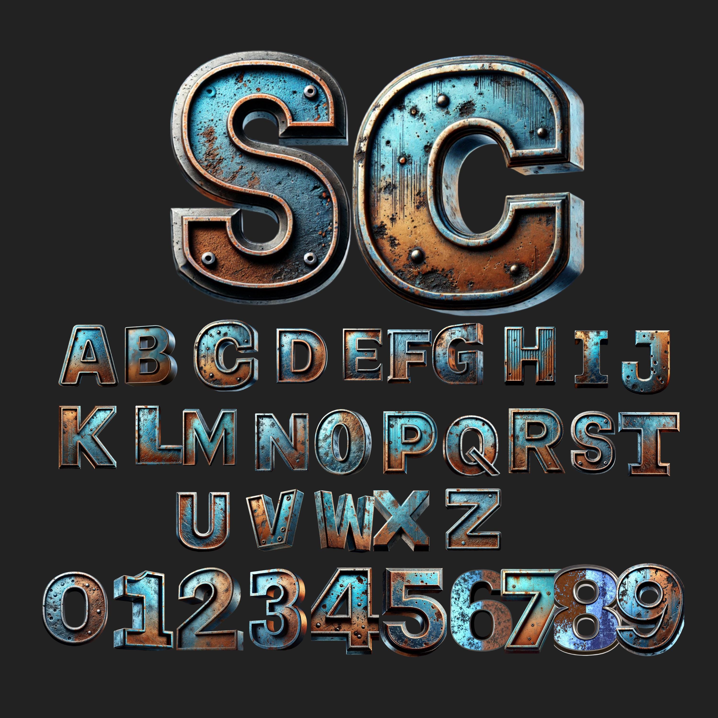 Rusty Metal Alphabet Clipart: 3D Industrial Font (digital Download) - Etsy
