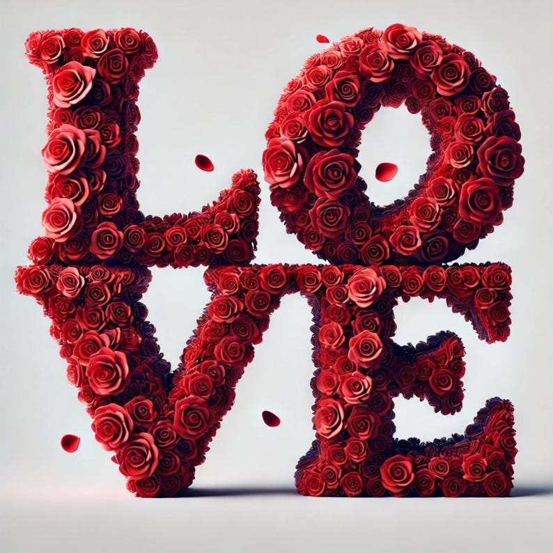 Rose Alphabet A-Z & Numbers 0-9 | Romantic Floral Clipart | Red Rose ...