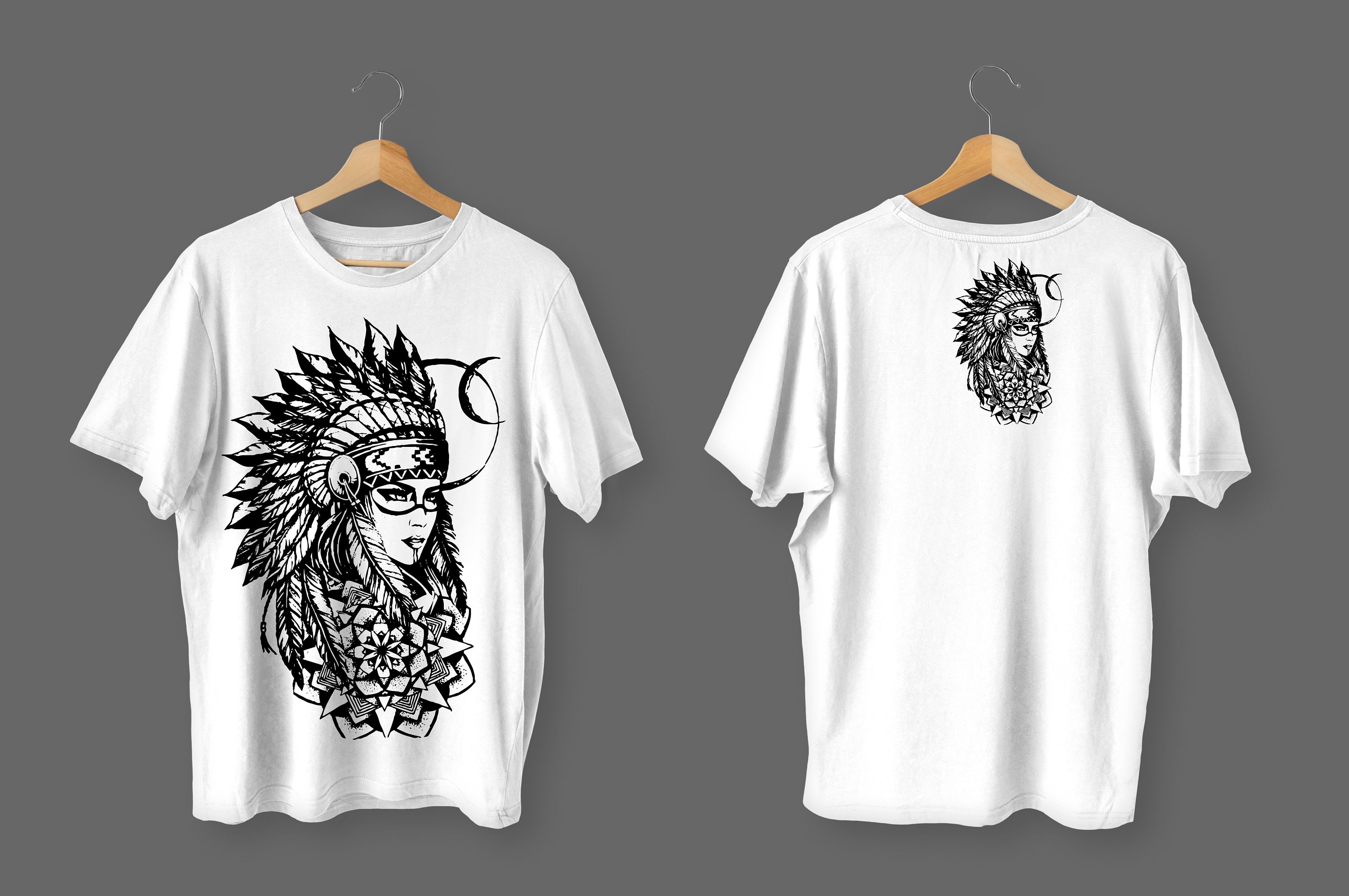 Native American SVG | Village Chief Head Dress Feathers Tribe Tattoo T ...