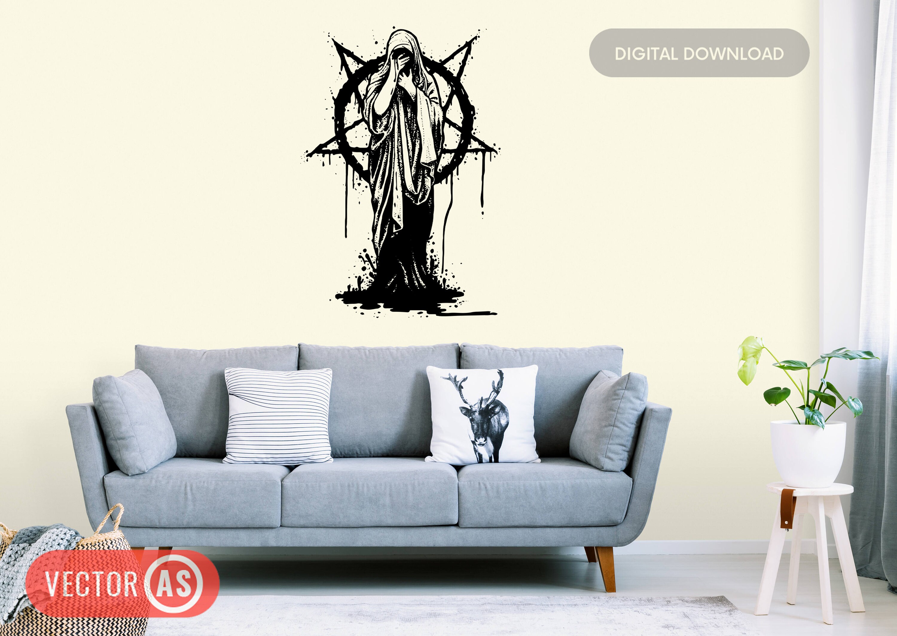 Sigil of Baphomet Logo Halloween Horned Goat Devil Silhouette Goth ...