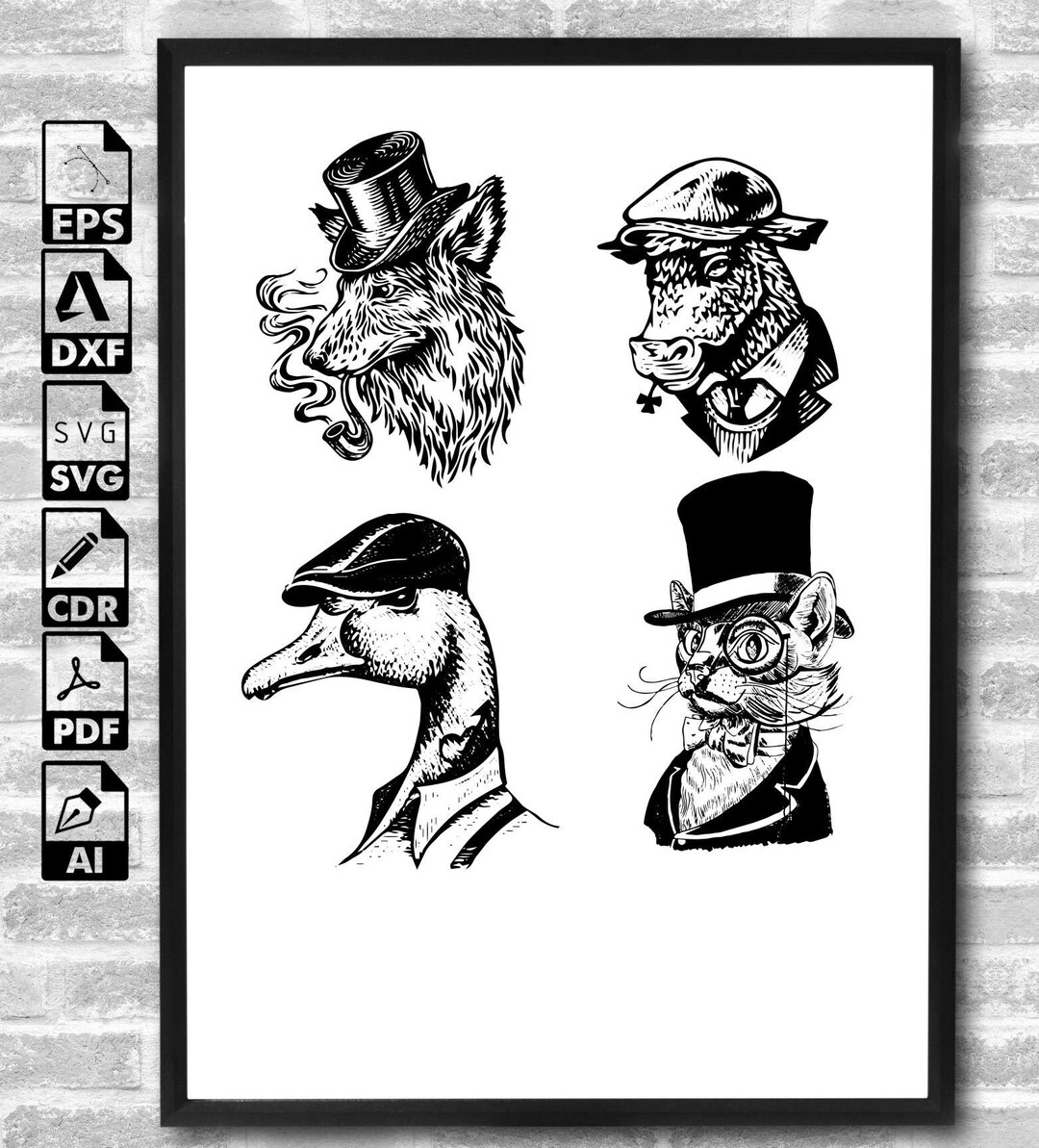 Cool Animals Bundle SVG for Cut File, Animal Hand Drawn Style,svg,dxf ...