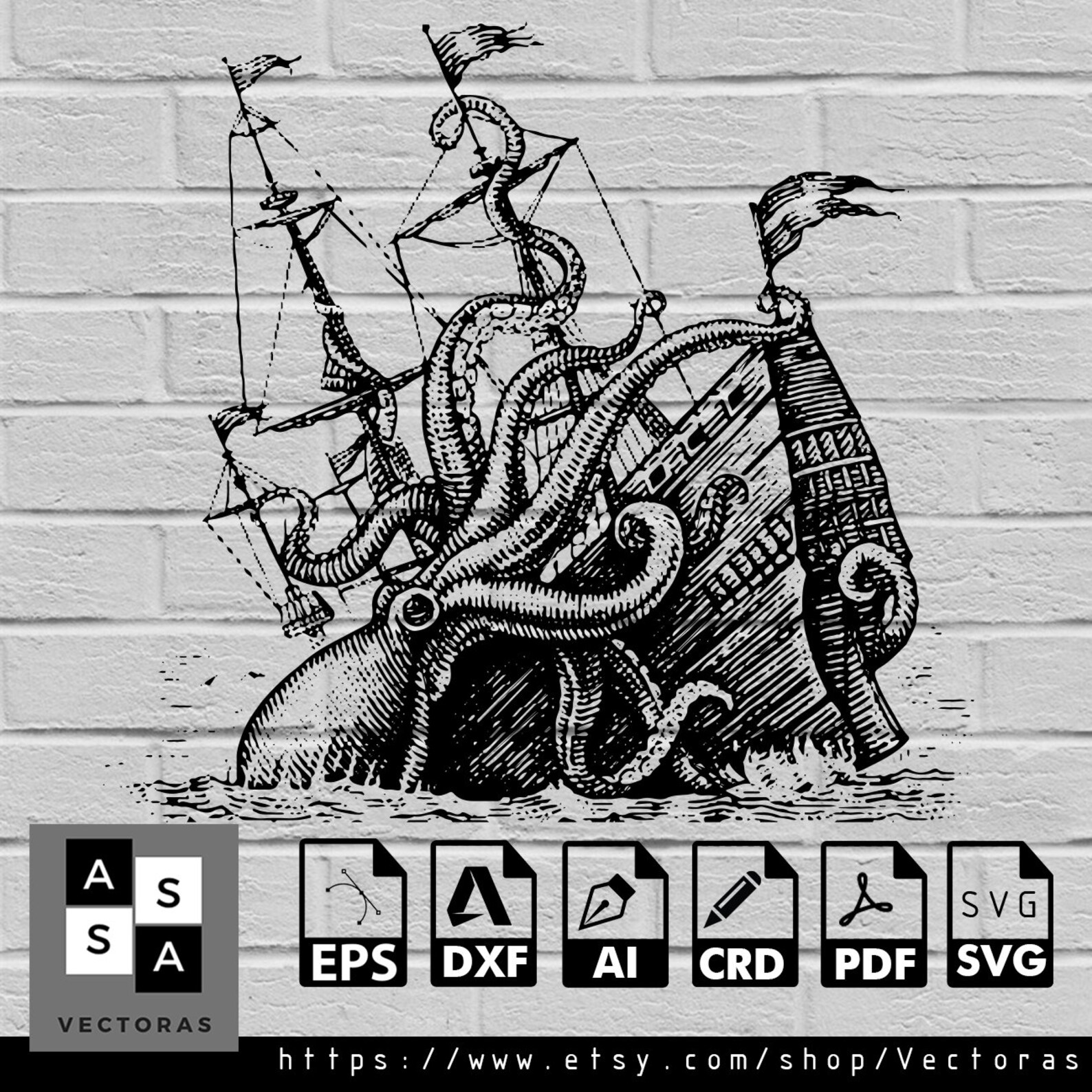 Kraken SVG | Tentacles SVG | Ocean Sea Monster Wall Art Vinyl Decal ...