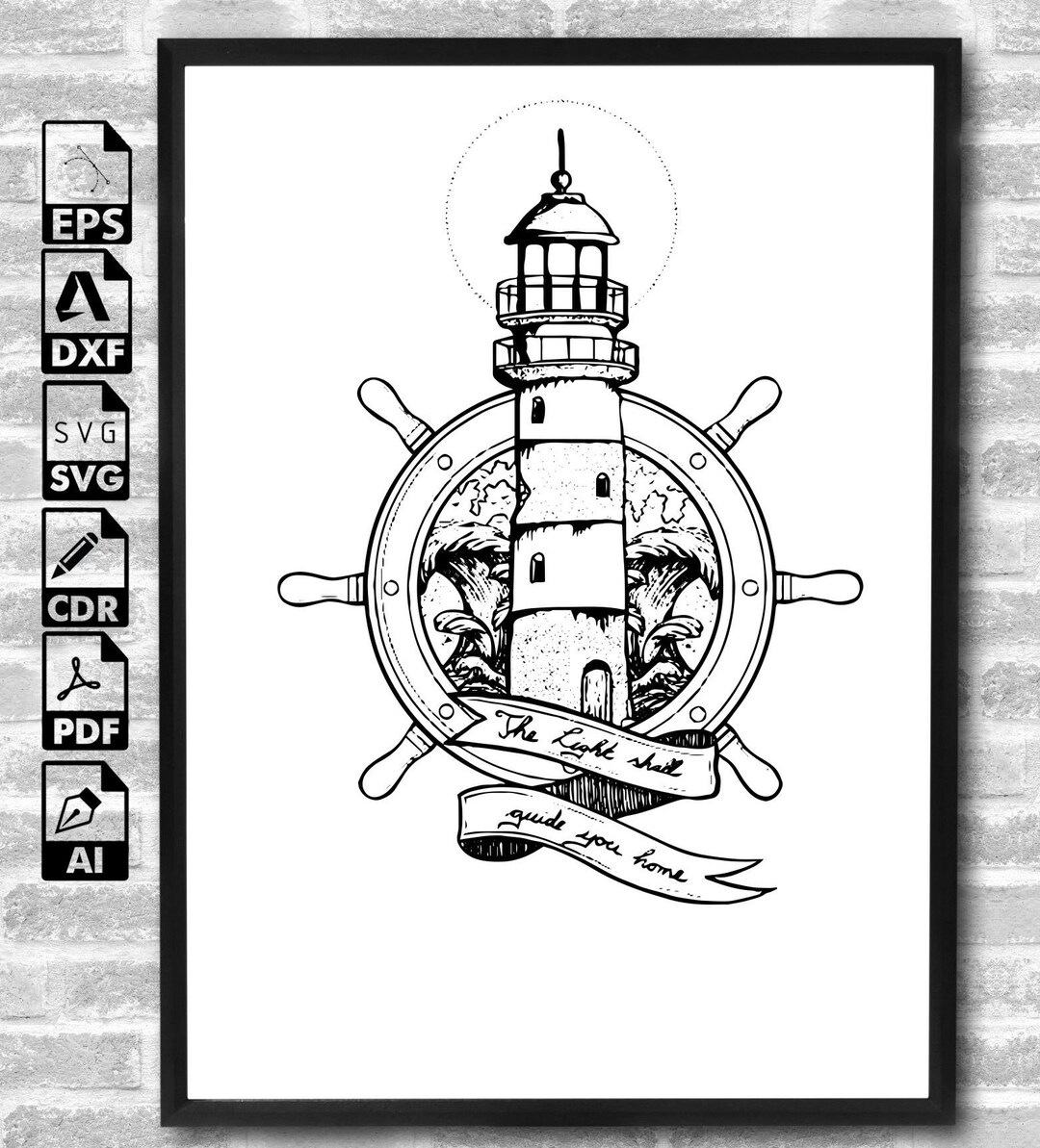 Lighthouse SVG, Lighthouse Silhouette SVG, Ocean SVG, Sea Svg, Island ...