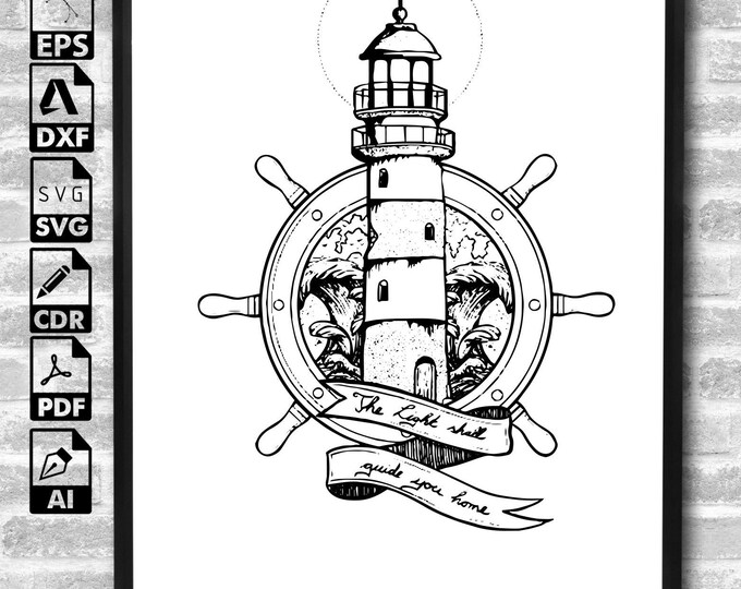 Lighthouse SVG, Lighthouse Silhouette SVG, Ocean SVG, Sea Svg, Island ...