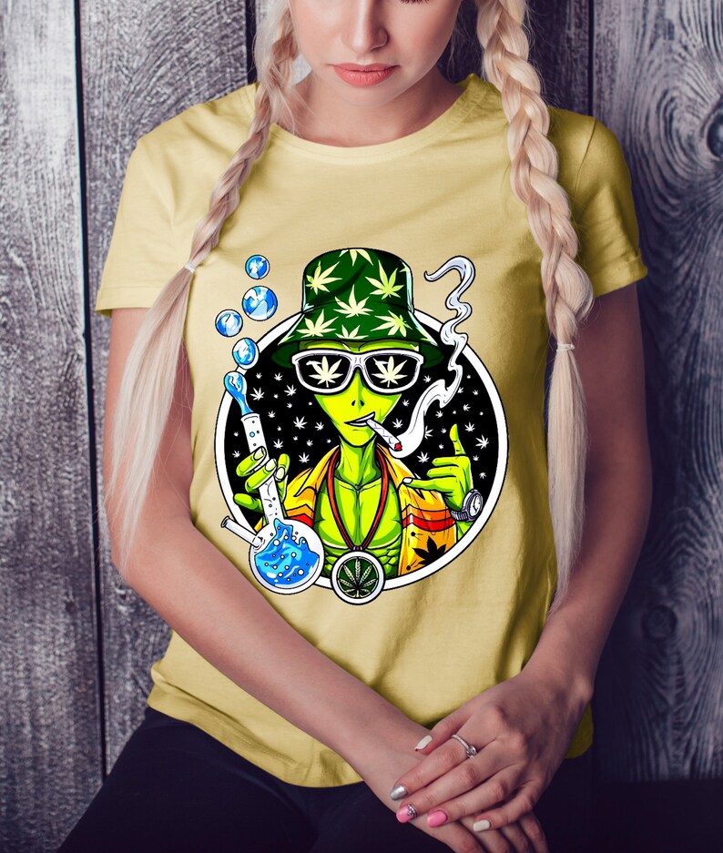 Alien Smoking Weed SVG Smoke Cannabis SVG Stoner Decals Wall Art Decor T-shirt Cricut Silhouette ...