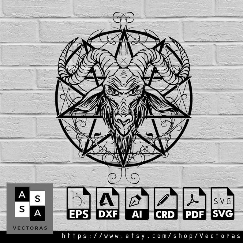 Sigil of Baphomet Logo Halloween Horned Goat Devil Silhouette Goth ...