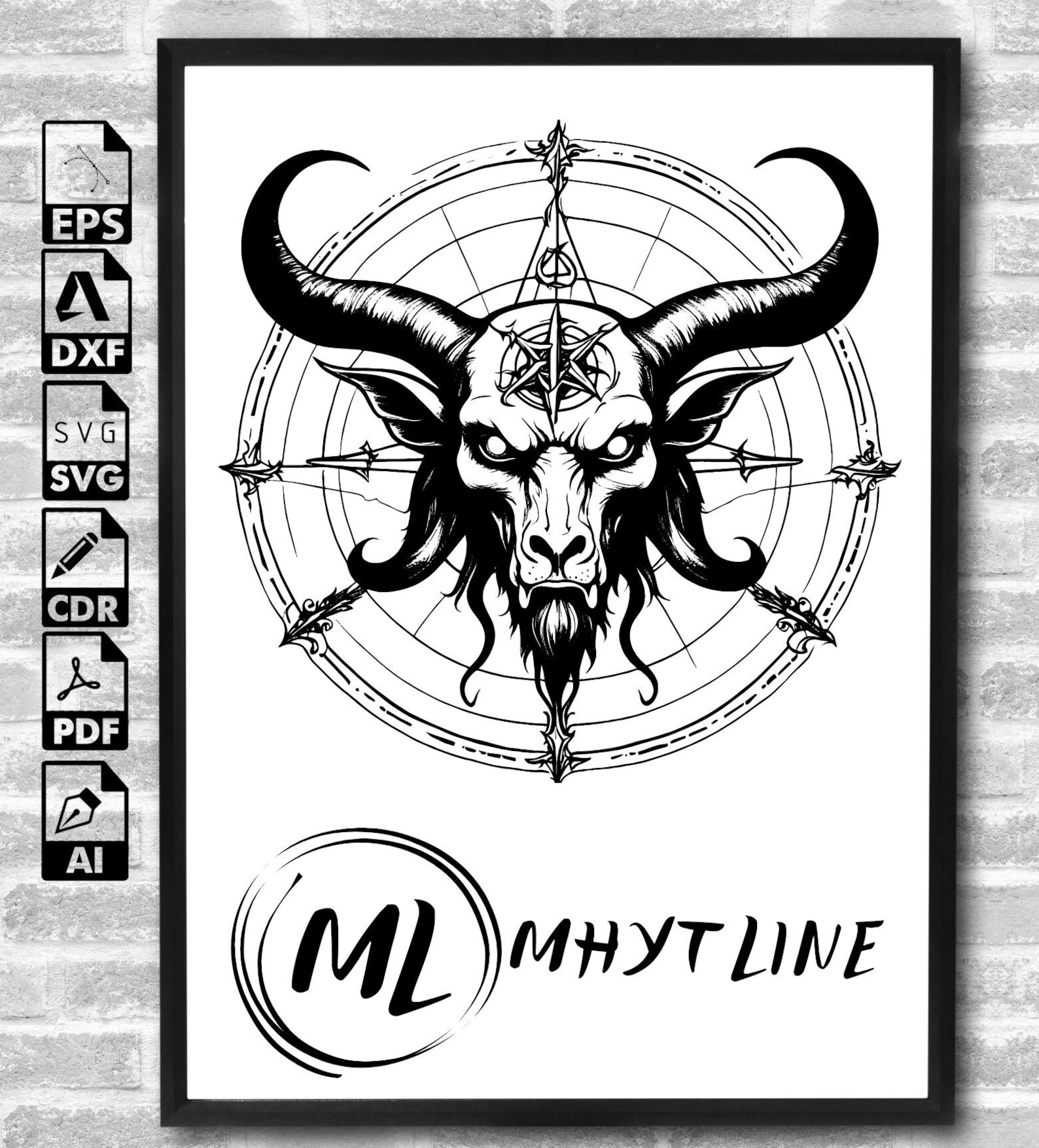Baphomet Goat Design / SVG, PNG, JPG / Satanic / Dark Occult / Animal ...