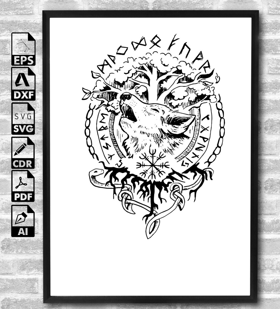Fenrir Nordic Wolves Vector, Nordic Instant Download PDF Standard, PNG ...