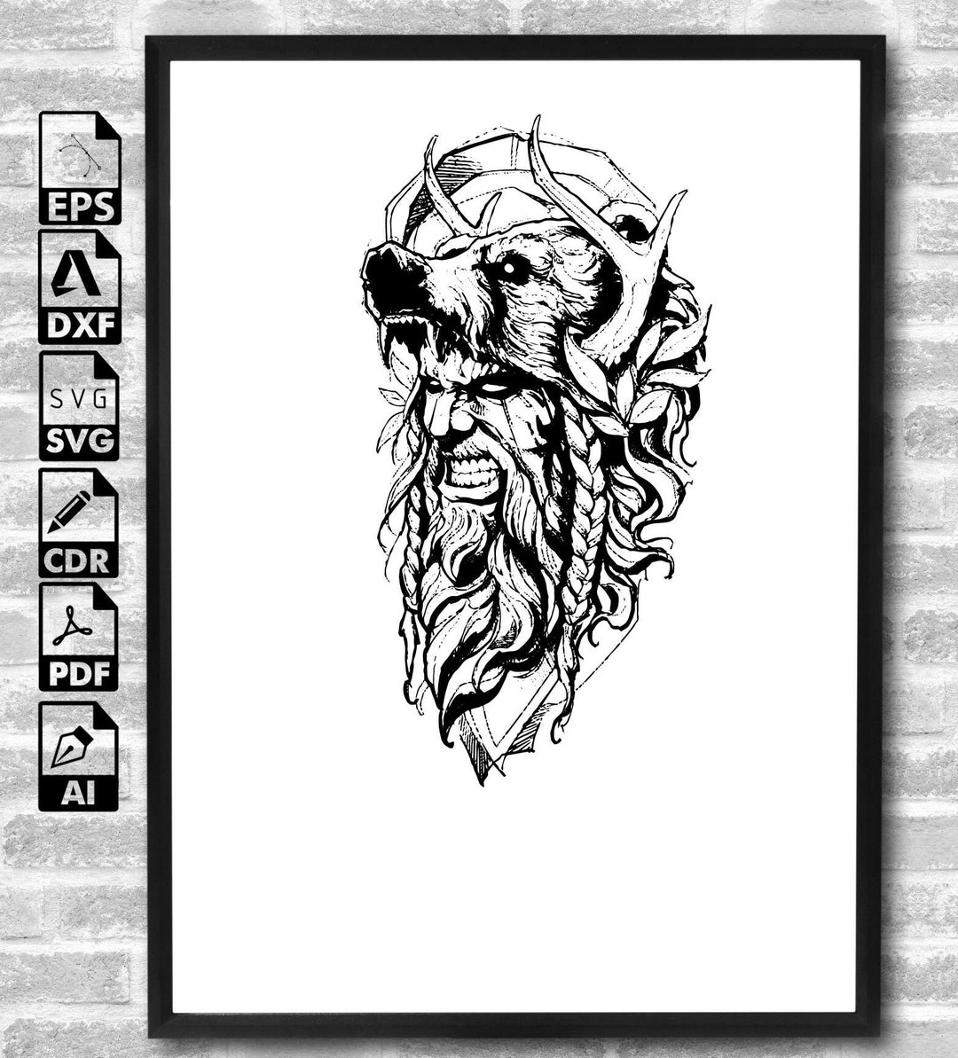 Odin DXF | Wikinger Allvater EPS | Wotan SVG | Odin Digitale Datei ...