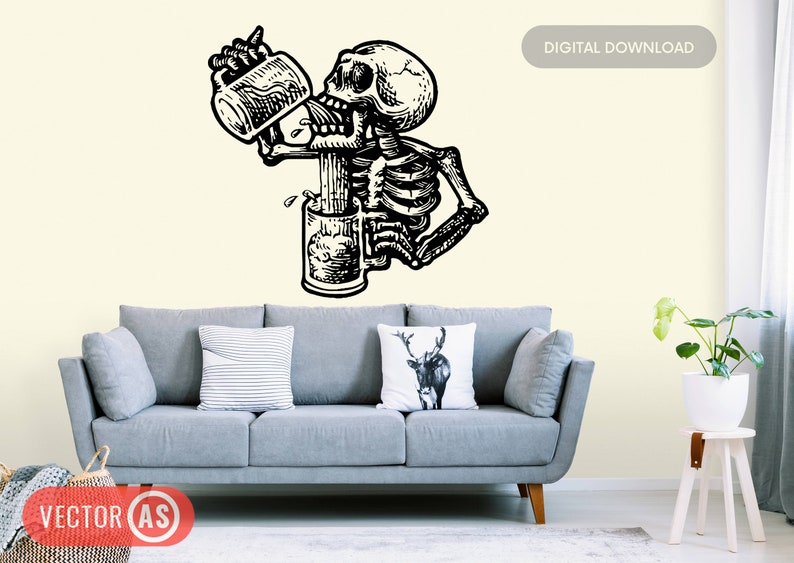 Skeleton Drinking Beer SVG | Lager SVG | Party Alcoholic Drink Bar Pub ...