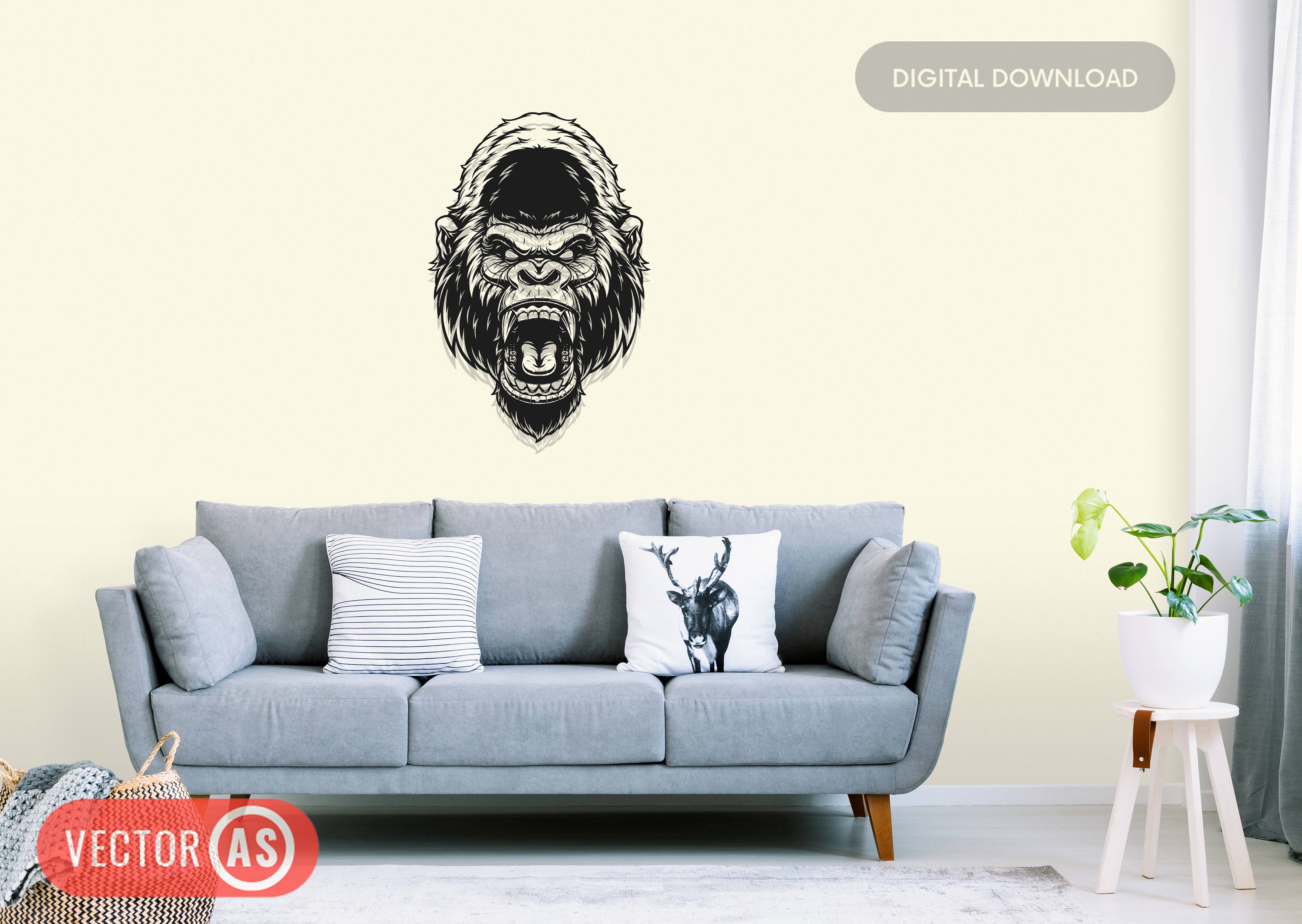 Gorilla Svg Design | SVG PNG DXF | Great for T-shirts, Decals, Stickers ...