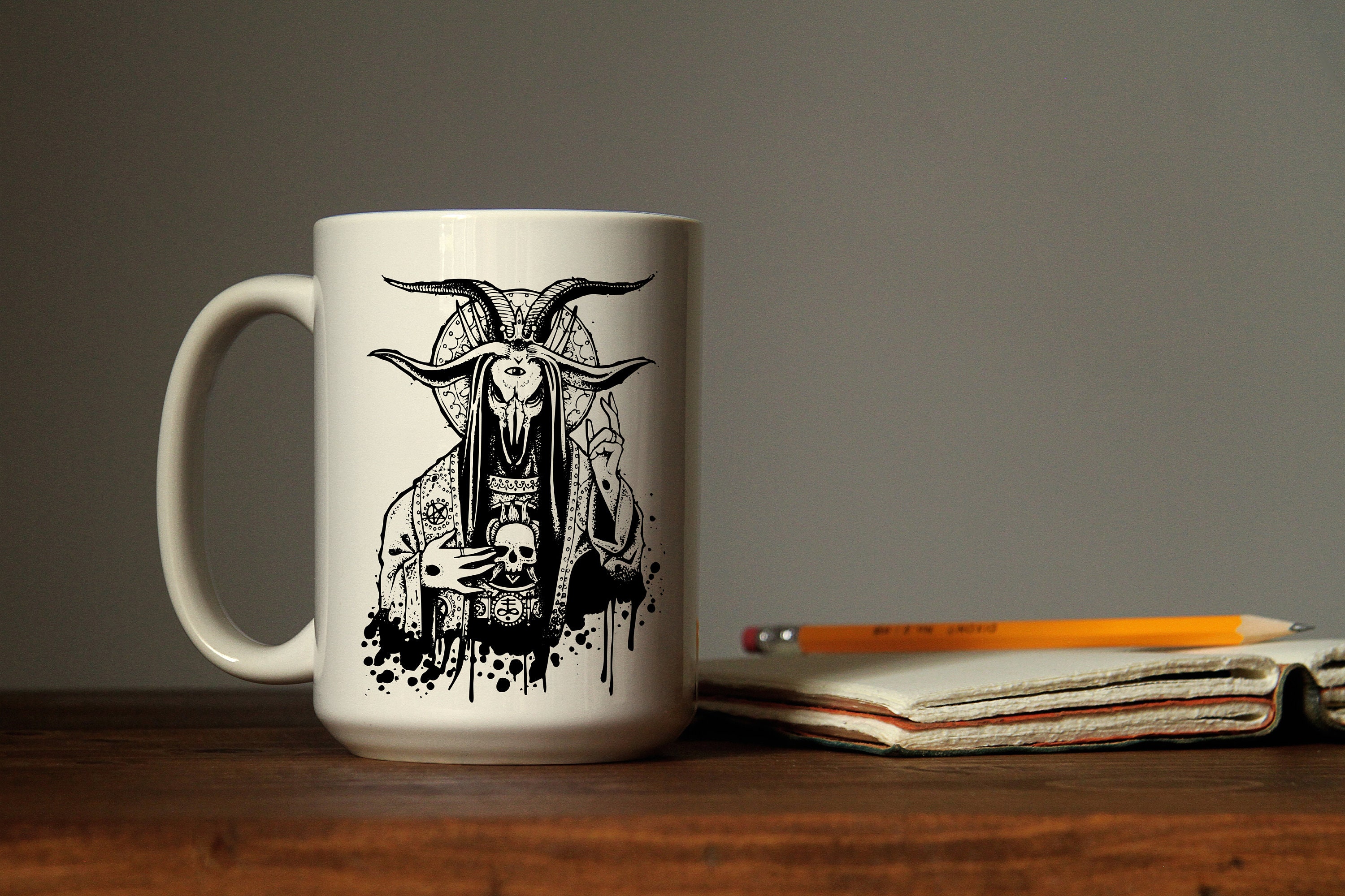 Sigil of Baphomet Logo Halloween Horned Goat Devil Silhouette Goth ...