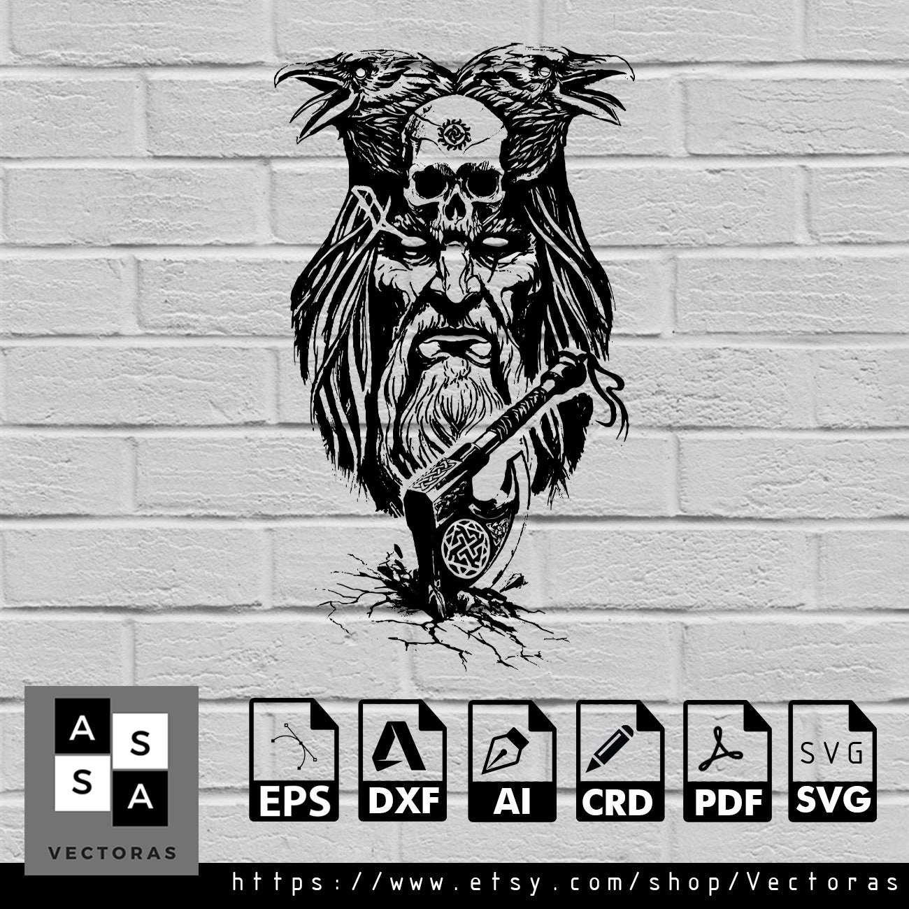 Odin DXF | Wikinger Allvater EPS | Wotan SVG | Odin Digitale Datei | Hugin & Munin ...