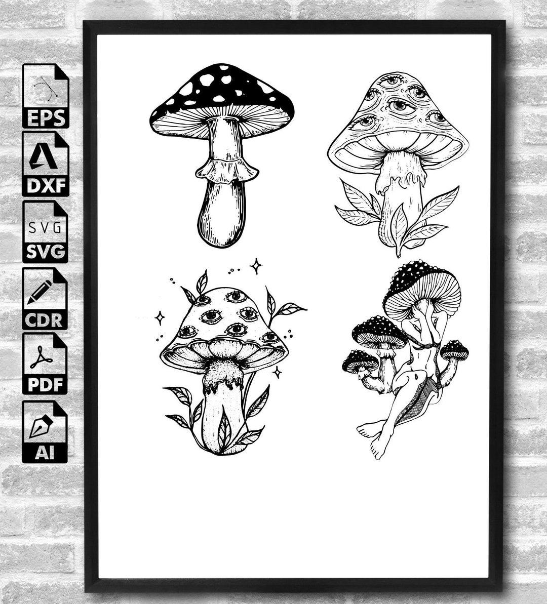 Mushroom Girls Svg Bundle, Woman Body With Mushroom Head Svg, Dxf, Png ...