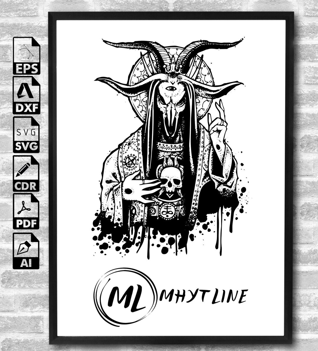 Sigil of Baphomet Logo Halloween Horned Goat Devil Silhouette Goth ...