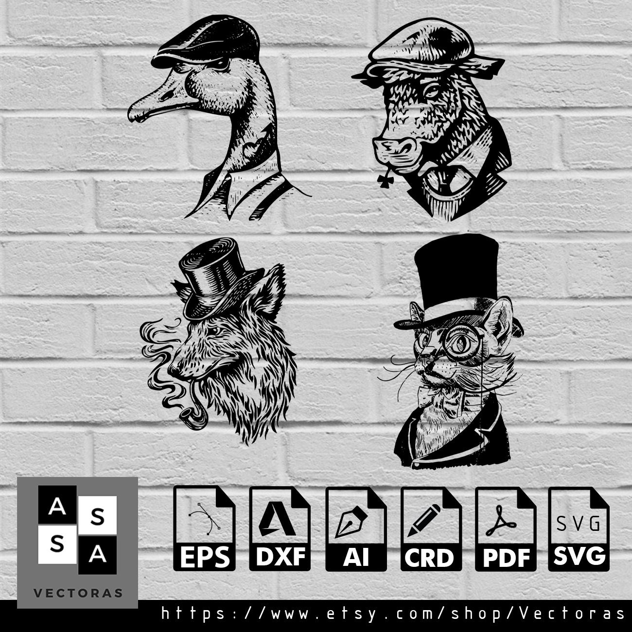 Cool Animals Bundle SVG for Cut File, Animal Hand Drawn Style,svg,dxf ...