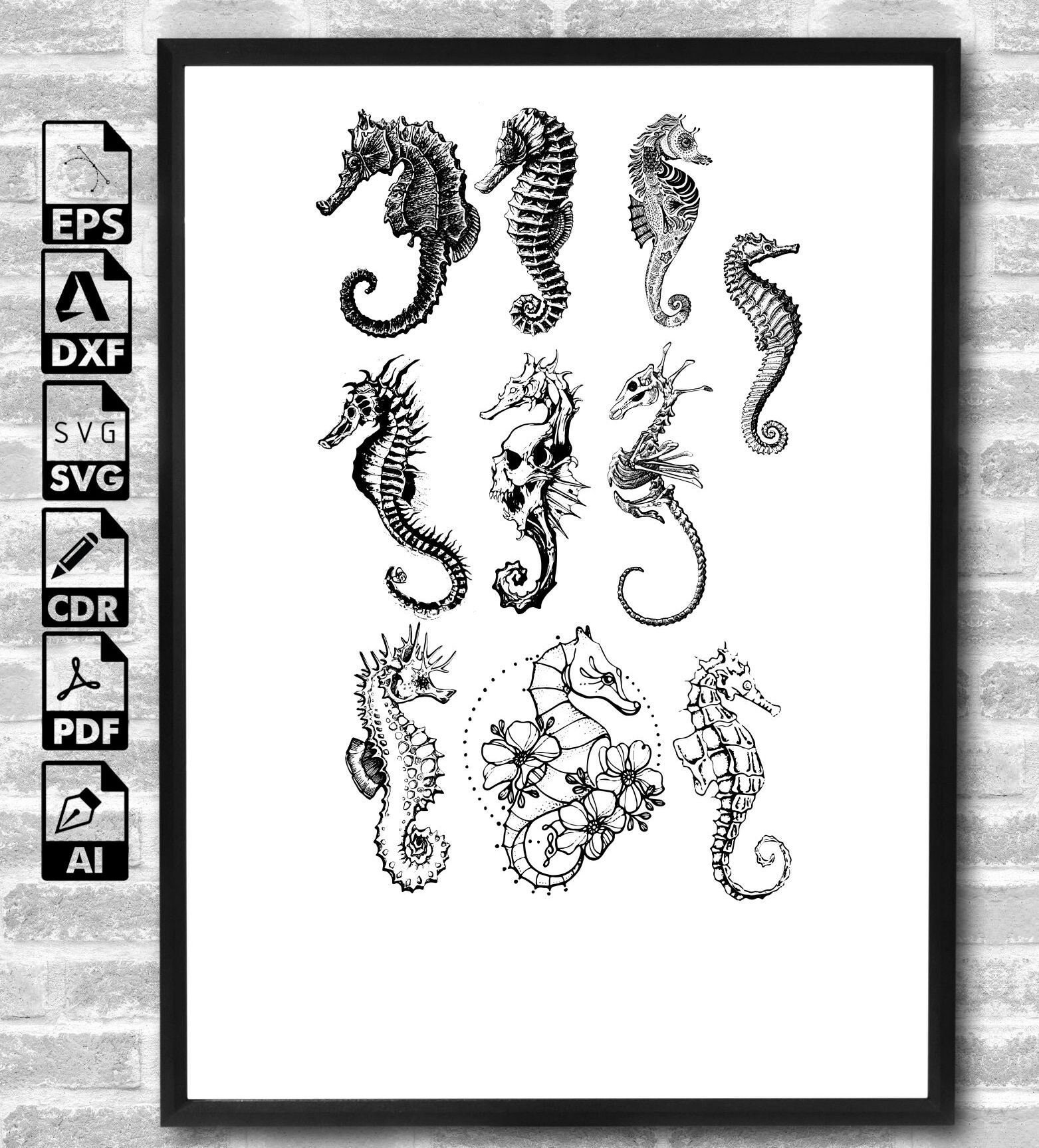 Seahorse SVG Bundle, Seahorse Monogram Svg, Seahorse Silhouette ...
