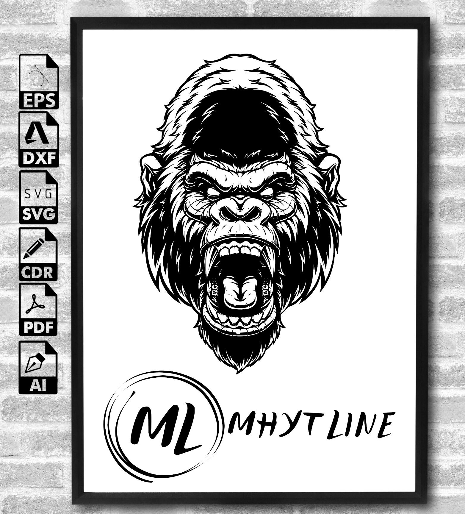 Gorilla Svg Design | SVG PNG DXF | Great for T-shirts, Decals, Stickers ...