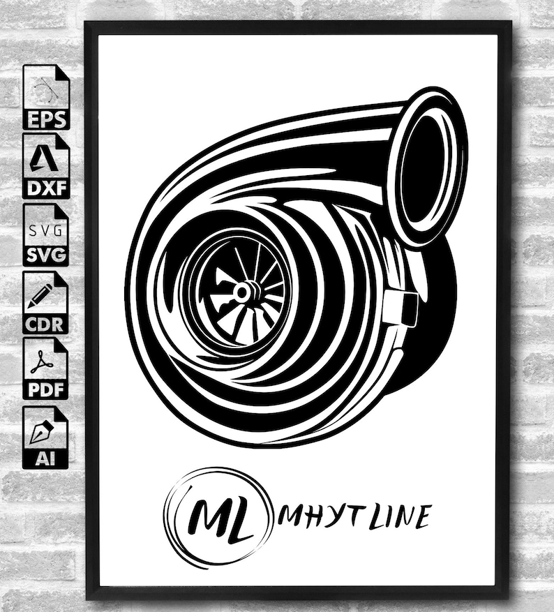 Turbocharger Cut File SVG DXF PNG Eps Pdf Clipart | Turbo Svg | Turbo ...