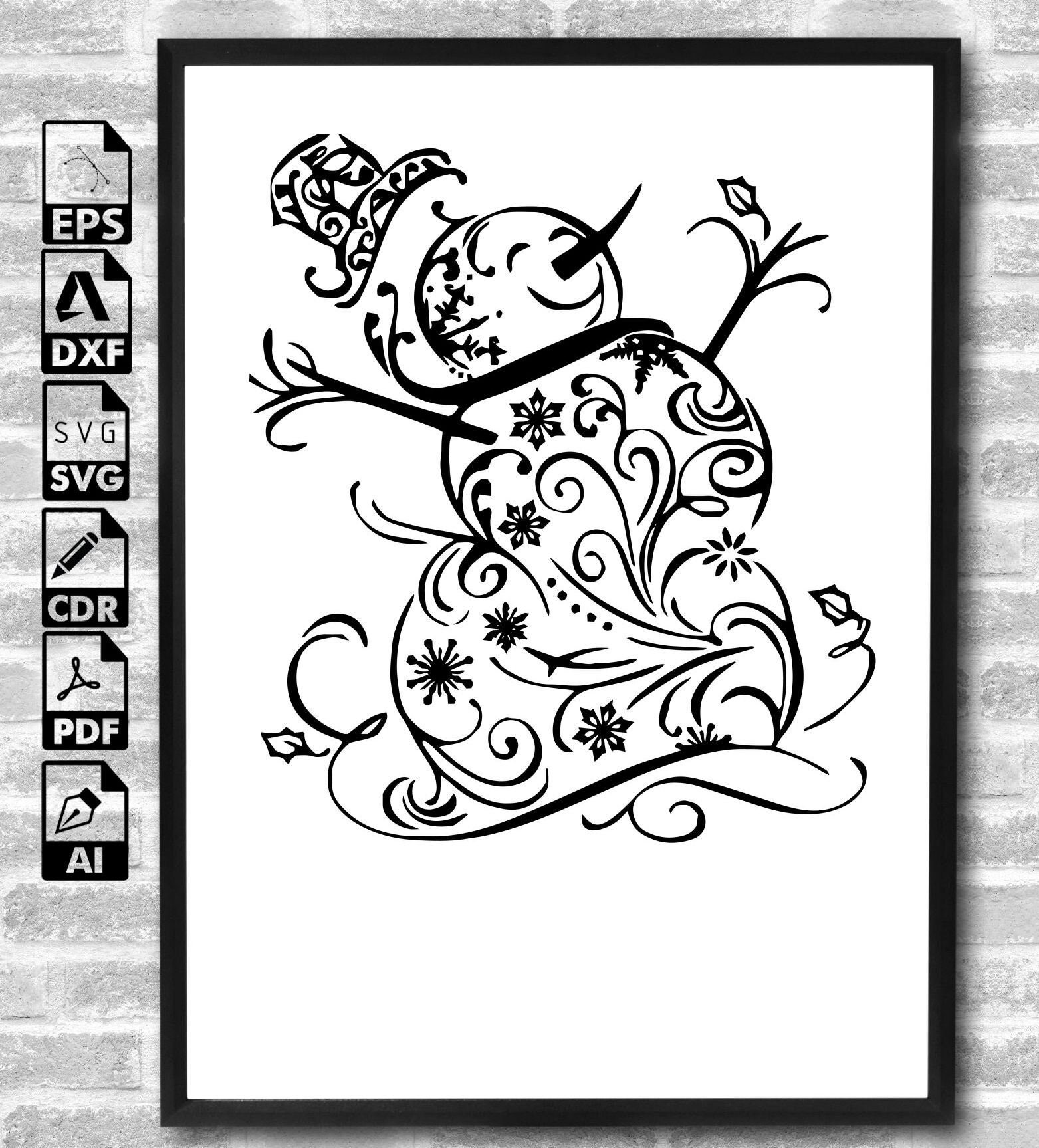 Snowman SVG. Snowman Clip Art in Svg Eps Dxf Png. Vector Files Ideal ...