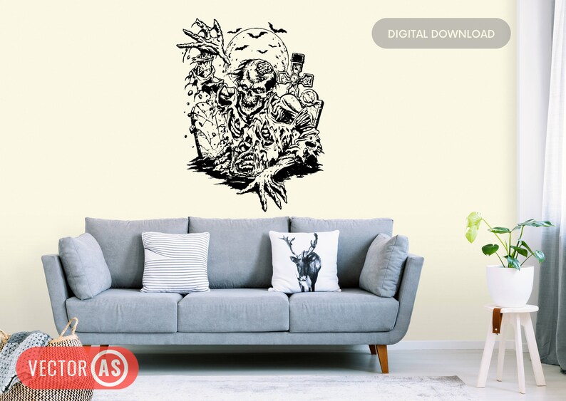 Zombie Dxf Svg Png Files Skull Death Grave Cut - Etsy