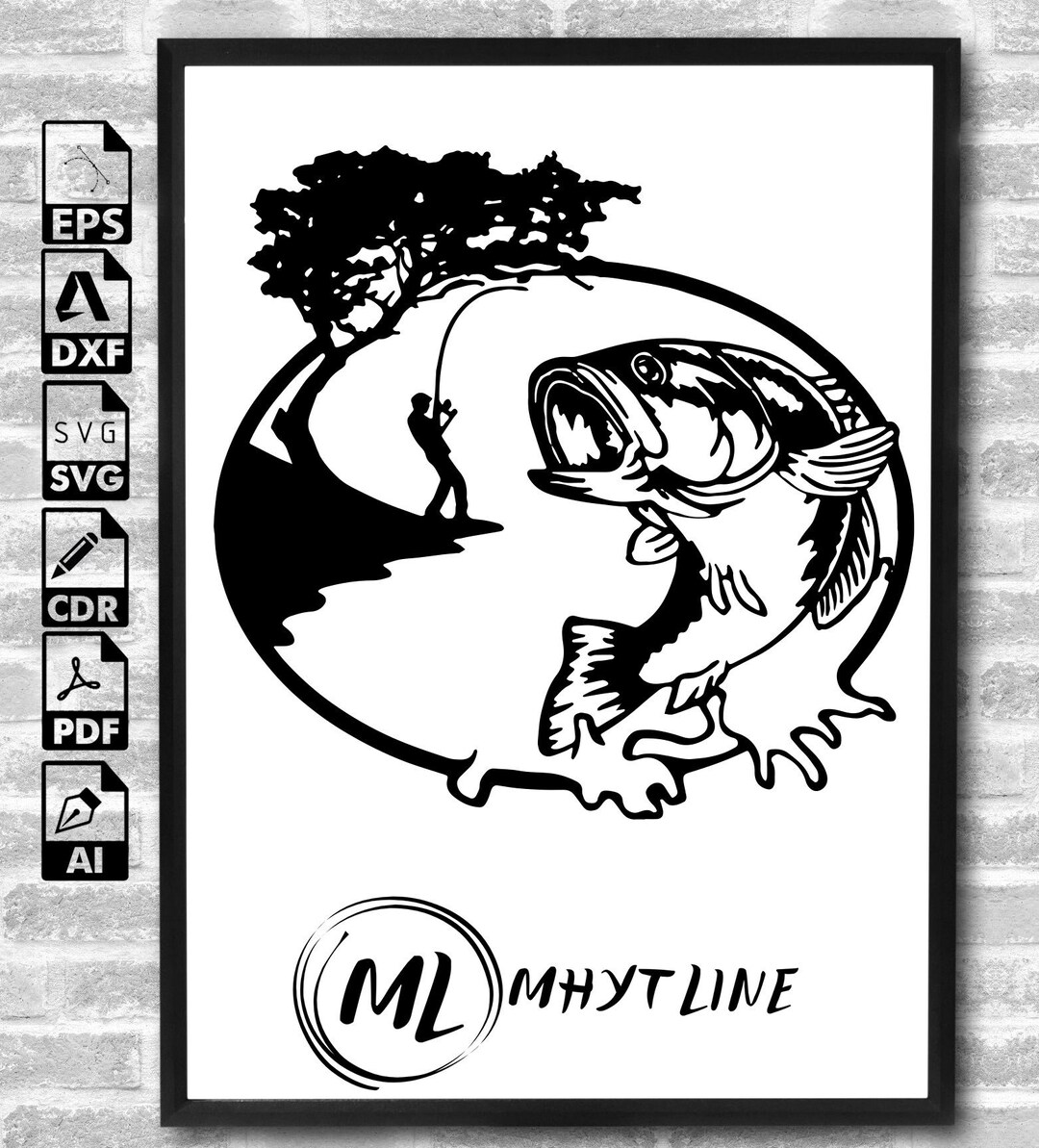 Bass Fishing Svg, Fishing Svg, Bass Fish Svg, Bass Clipart, Bass Vector ...