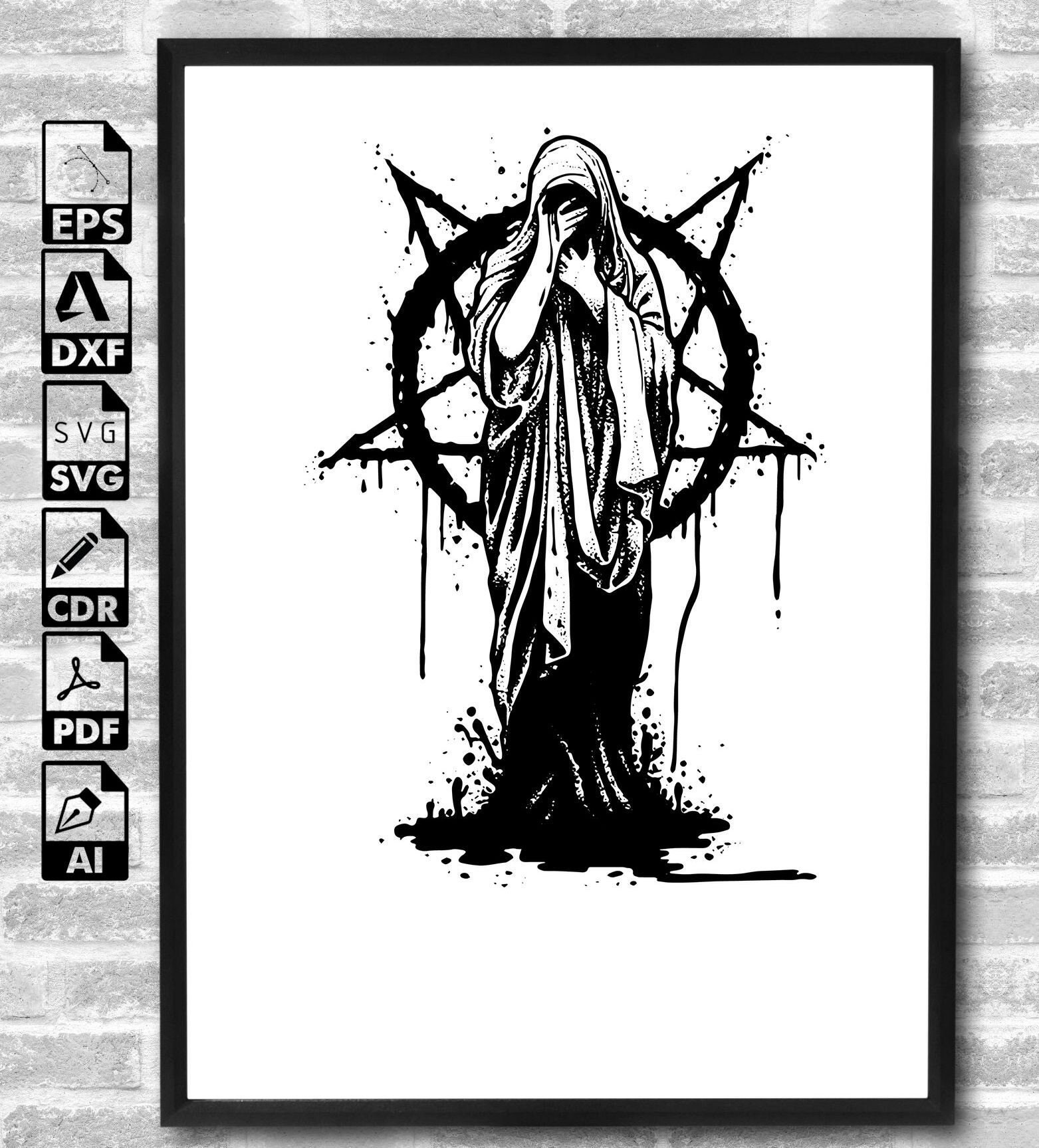 Sigil of Baphomet Logo Halloween Horned Goat Devil Silhouette Goth ...