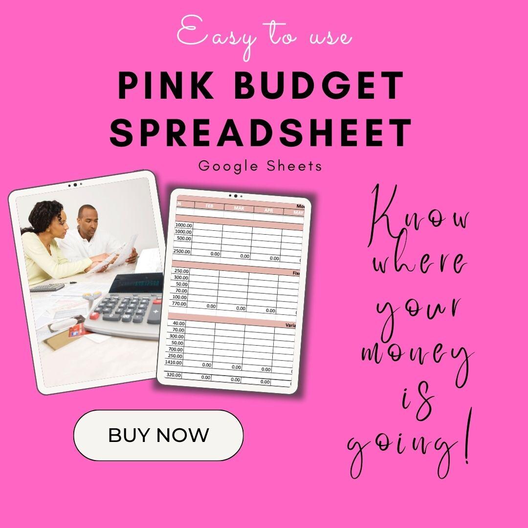 Pink Budget Spreadsheet Google Sheets, Easy to Use, Easy to Share ...