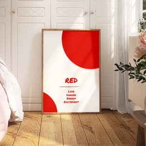 Printable Color Psychology Poster Red Color Theory, Minimalist Wall Art ...