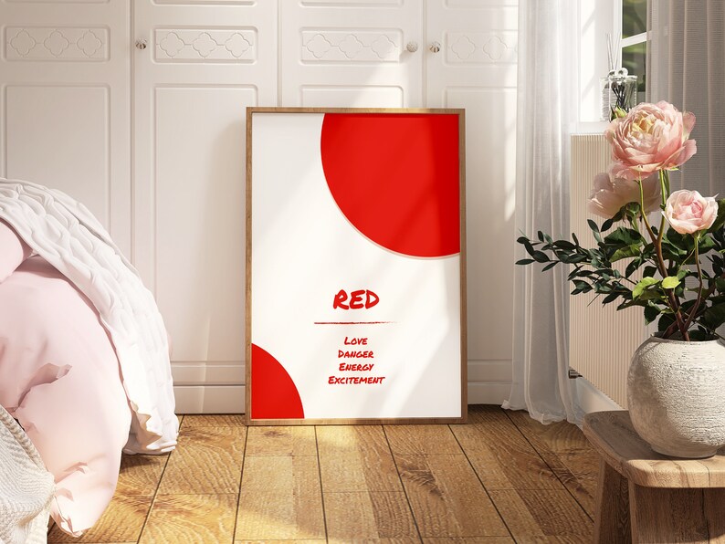 Printable Color Psychology Poster Red Color Theory, Minimalist Wall Art ...