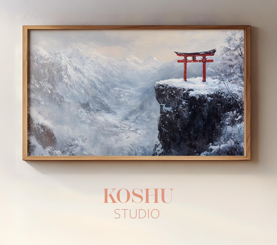 Japanese Winter TV Frame Art, Solitary Torii Gate, Digital TV ...