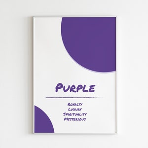 Printable Color Psychology Poster Purple Color Theory, Minimalist Wall ...
