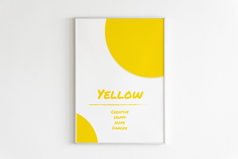 Printable Color Psychology Poster Yellow Color Theory, Minimalist Wall ...
