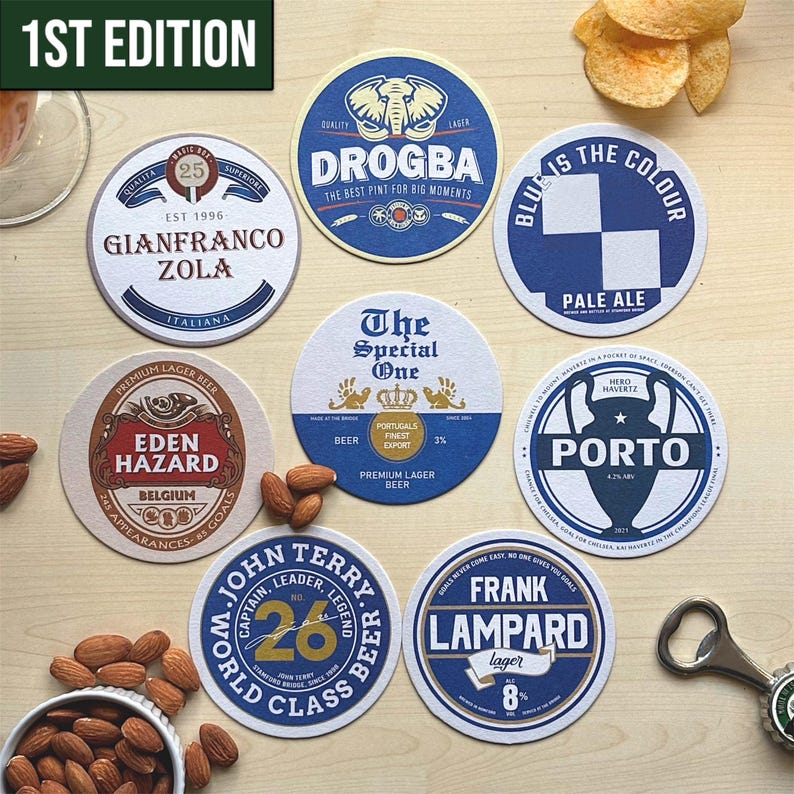 Chelsea Football Beer Mats – Coasters Gift Set for Chelsea Fans | 1st ...