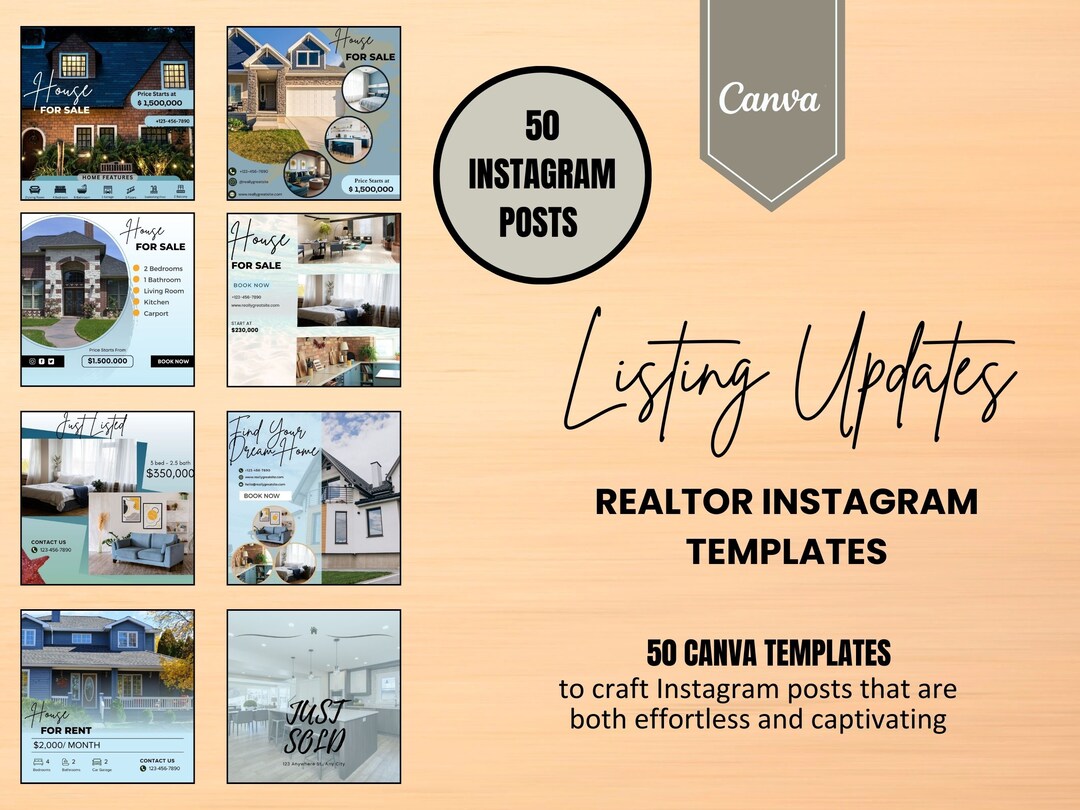 50 Listing Updates Instagram Posts | Real Estate Social Media Templates ...