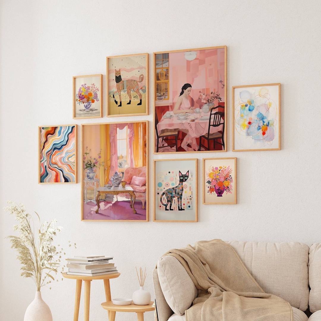Bundle Wall Art Set of 8 Watercolor Prints Aesthetic Room Decor Girly ...